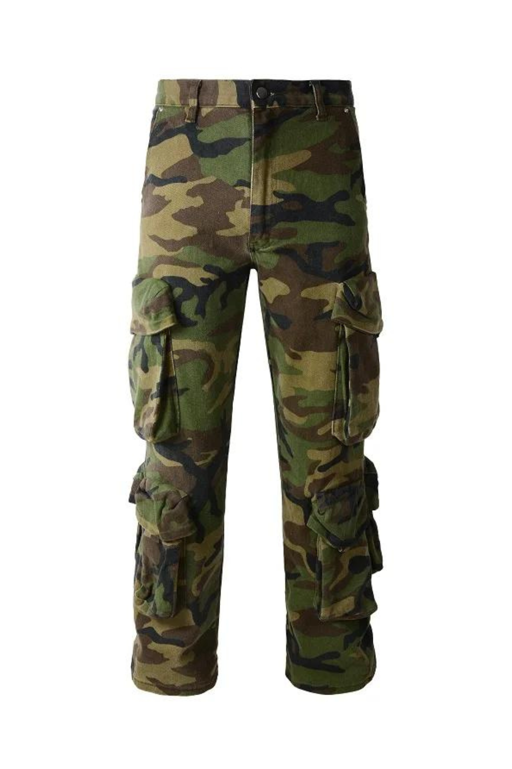Men Stretch Patches Patchwork Safari Military Cargo Camouflage Denim J