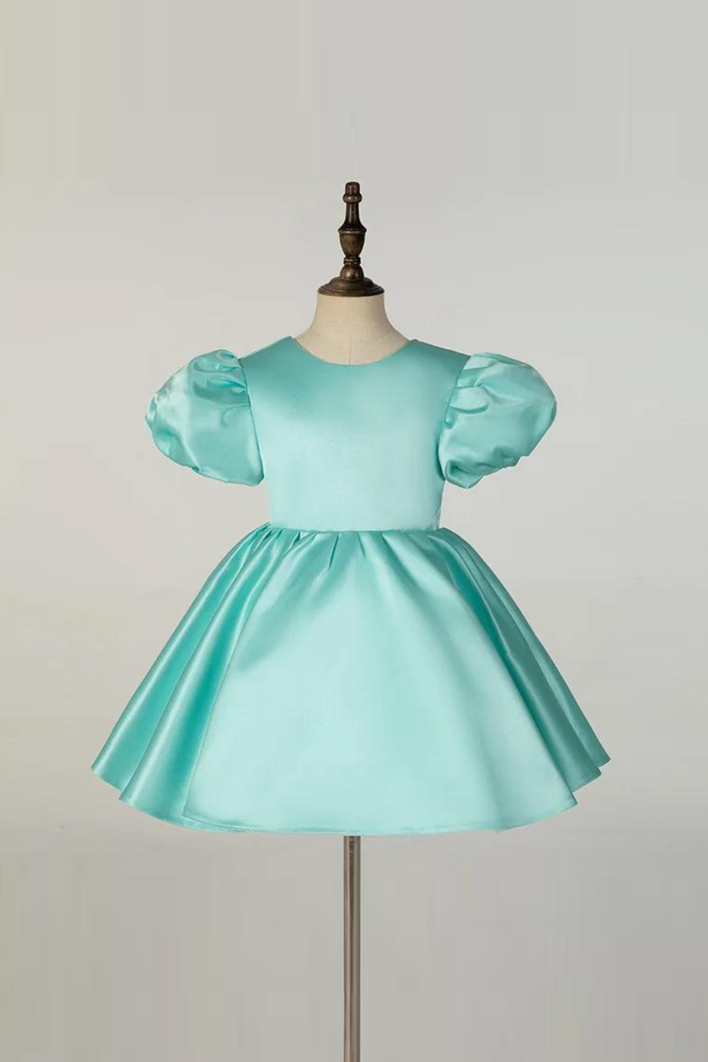 Girls Bright Green Satin Dresses Birthday Party Short Evening Gowns El