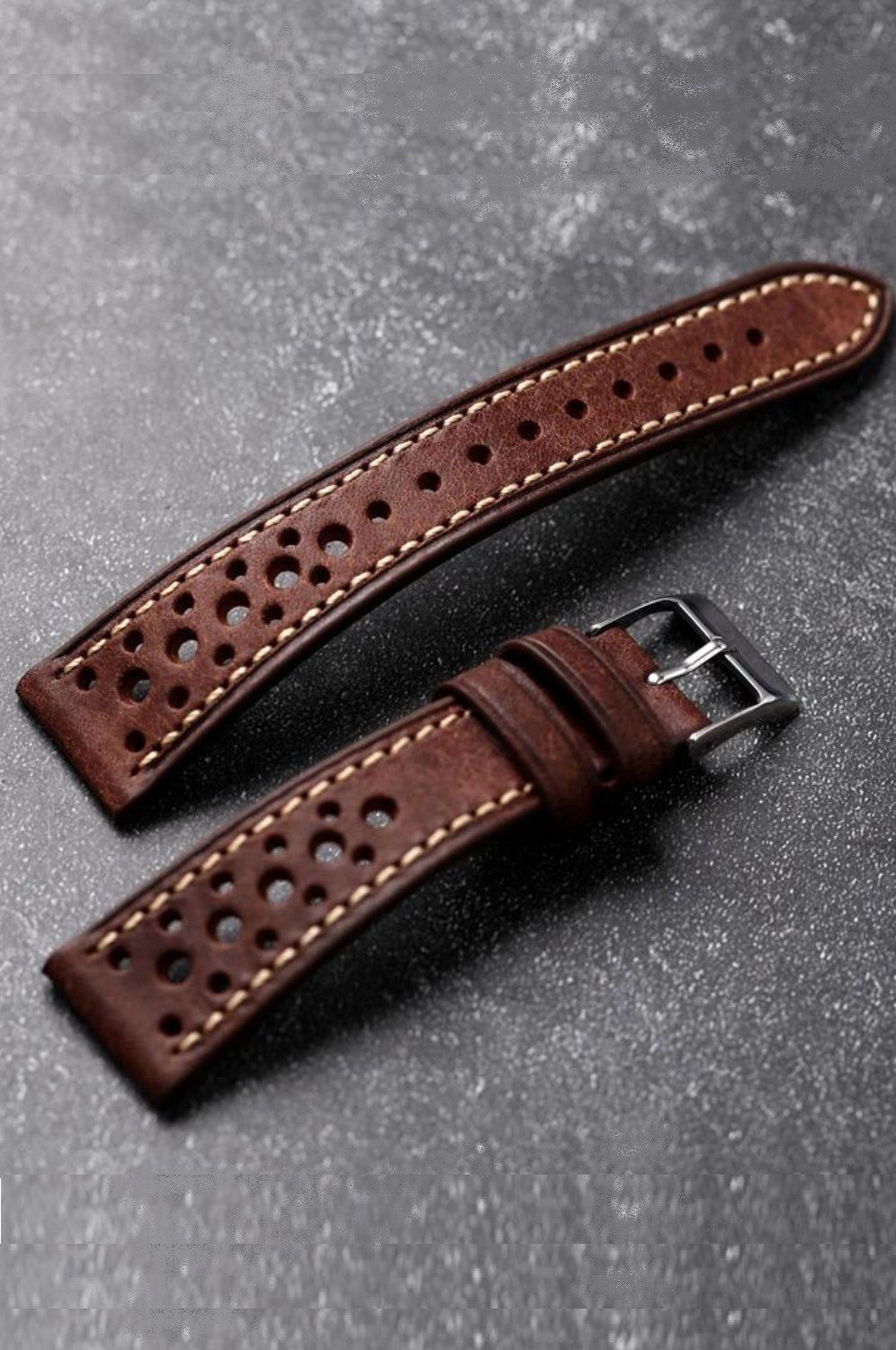 Handcrafted Italian Leather Strap Ventilated Design Men's Ultra-Thin B