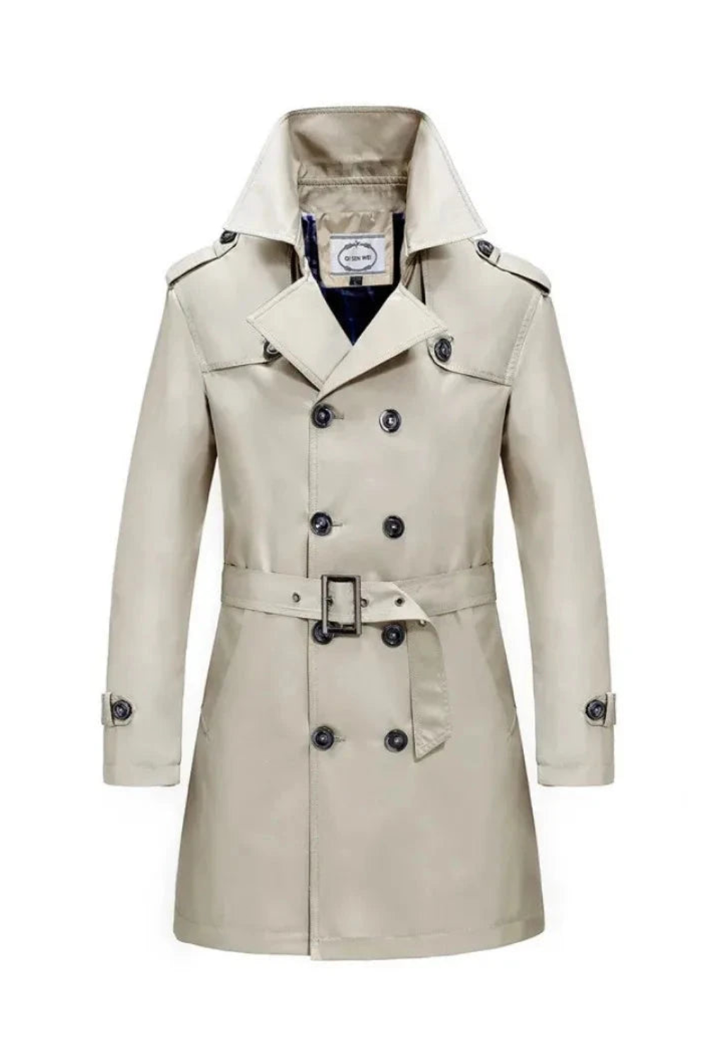 British Style Men Trench Coats with Belt Slim Windbreak Overcoat Male