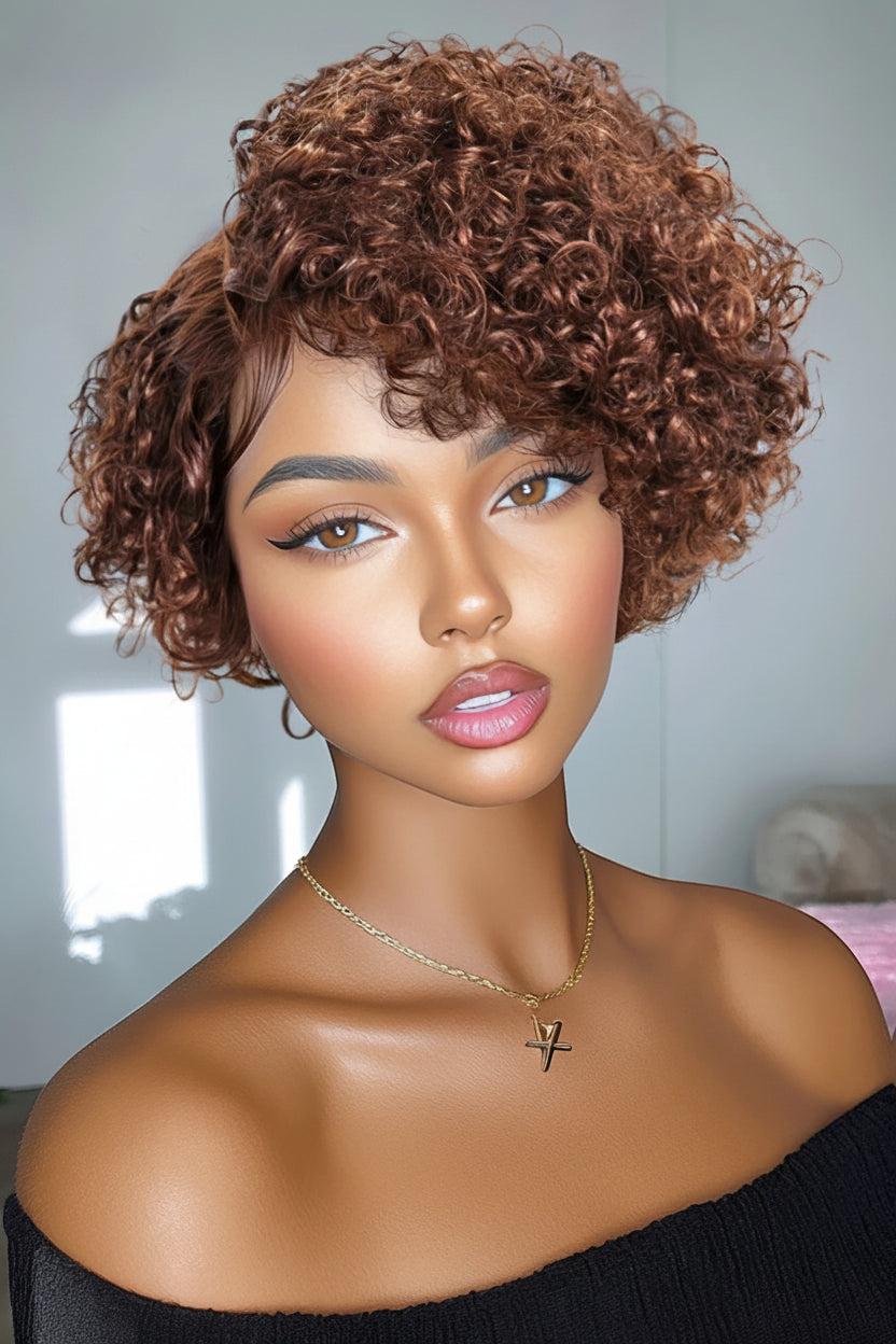 Hair Wigs Long Pixie Cut Curly Bob Side Part Lace Front For Women Remy